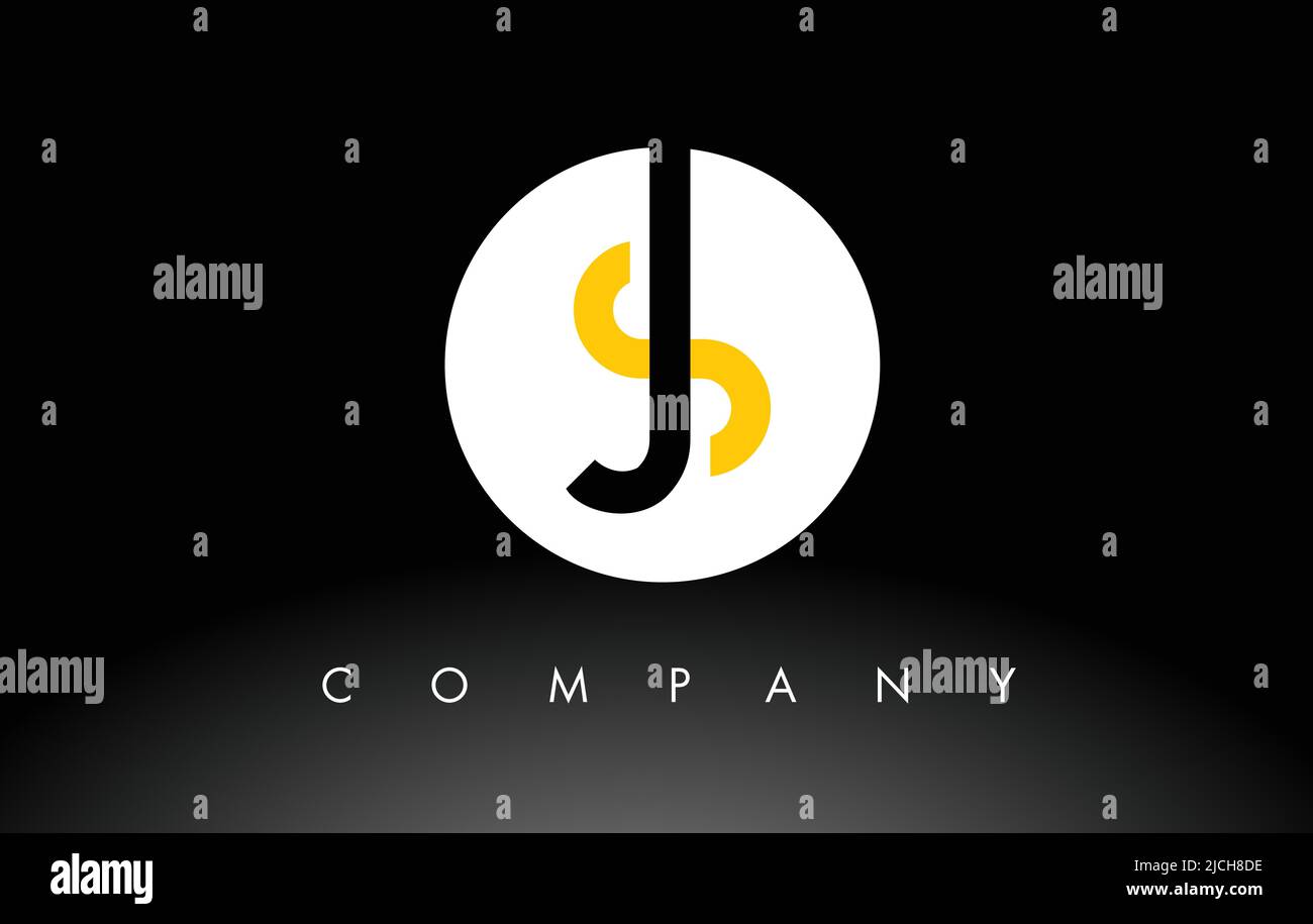 Black and Yellow SJ Logo. Letter Design Vector with Red and Black ...