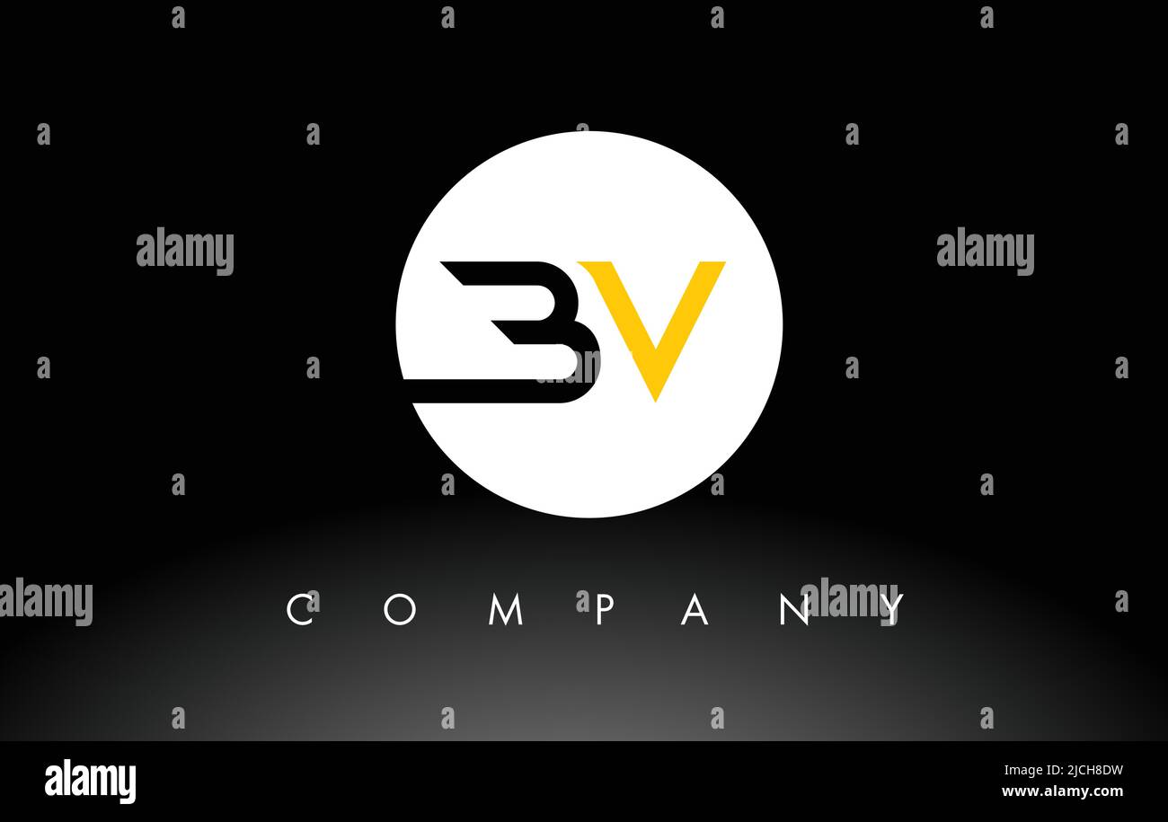 Black and Yellow BV Logo. Letter Design Vector with Red and Black ...