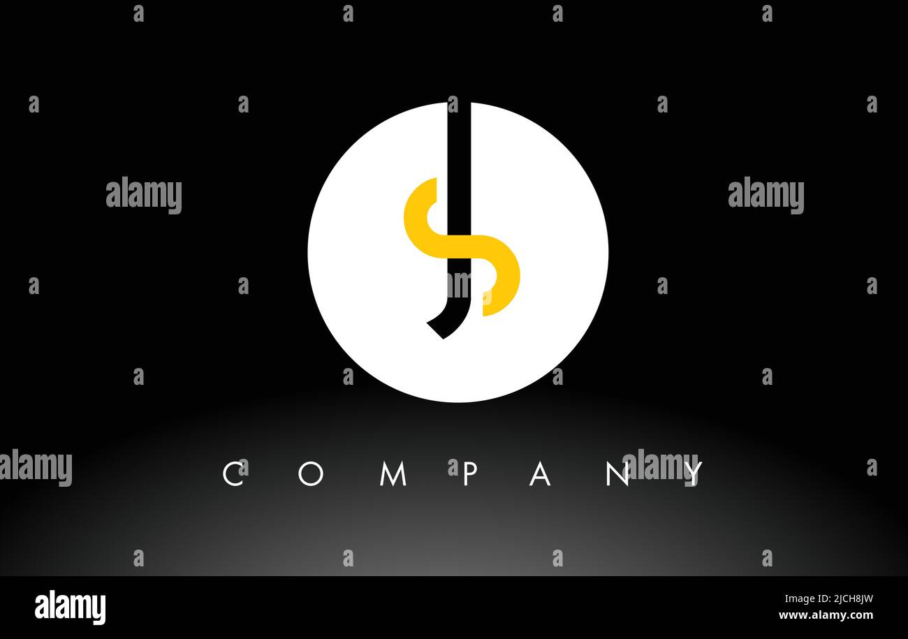 Black and Yellow JS Logo. Letter Design Vector with Red and Black ...