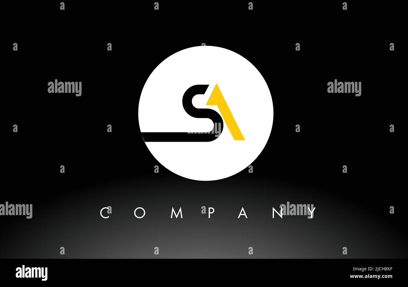 Black and Yellow SA Logo. Letter Design Vector with Red and Black ...