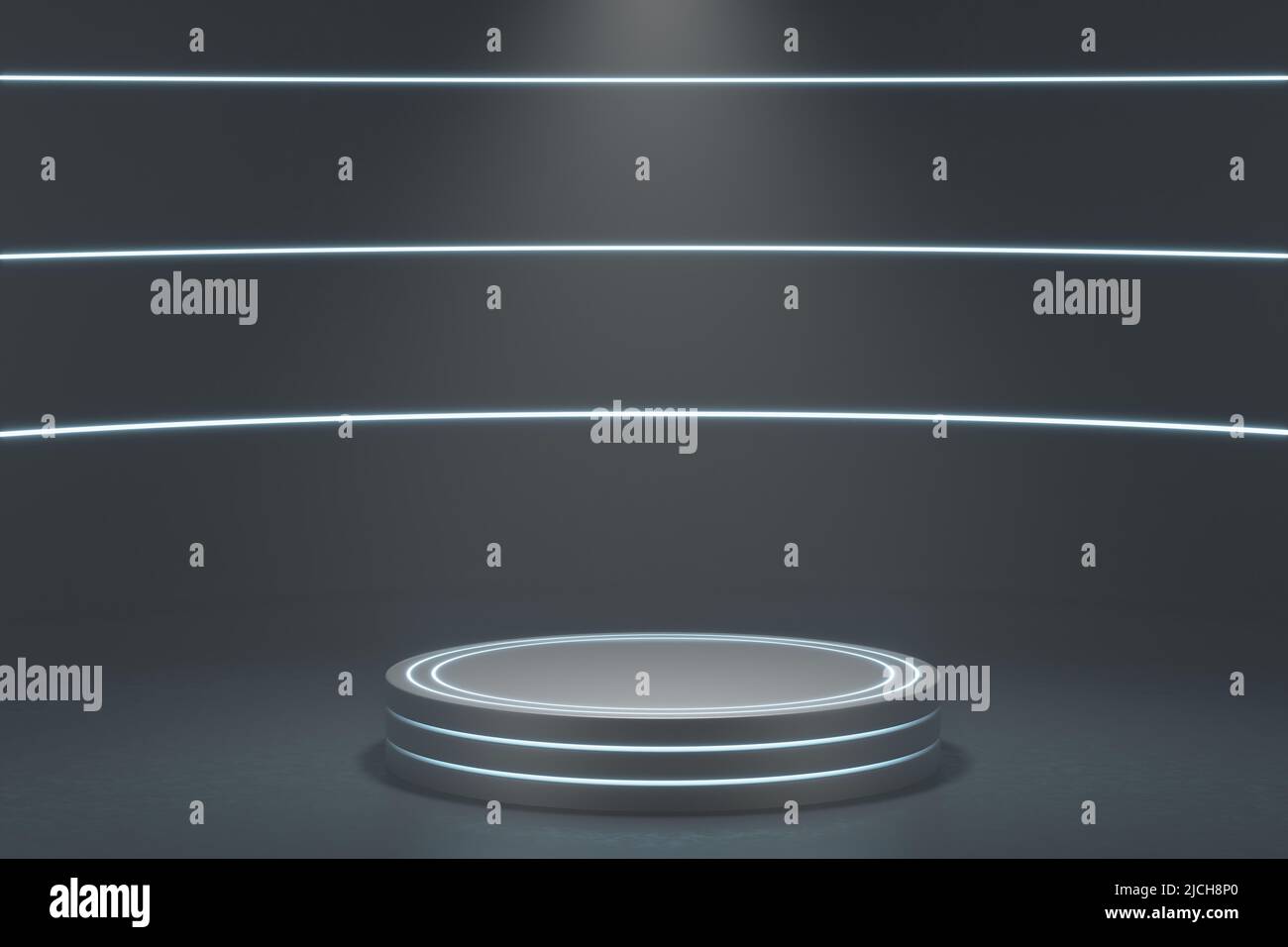 Futuristic podium with glowing lines for the presentation of your ...