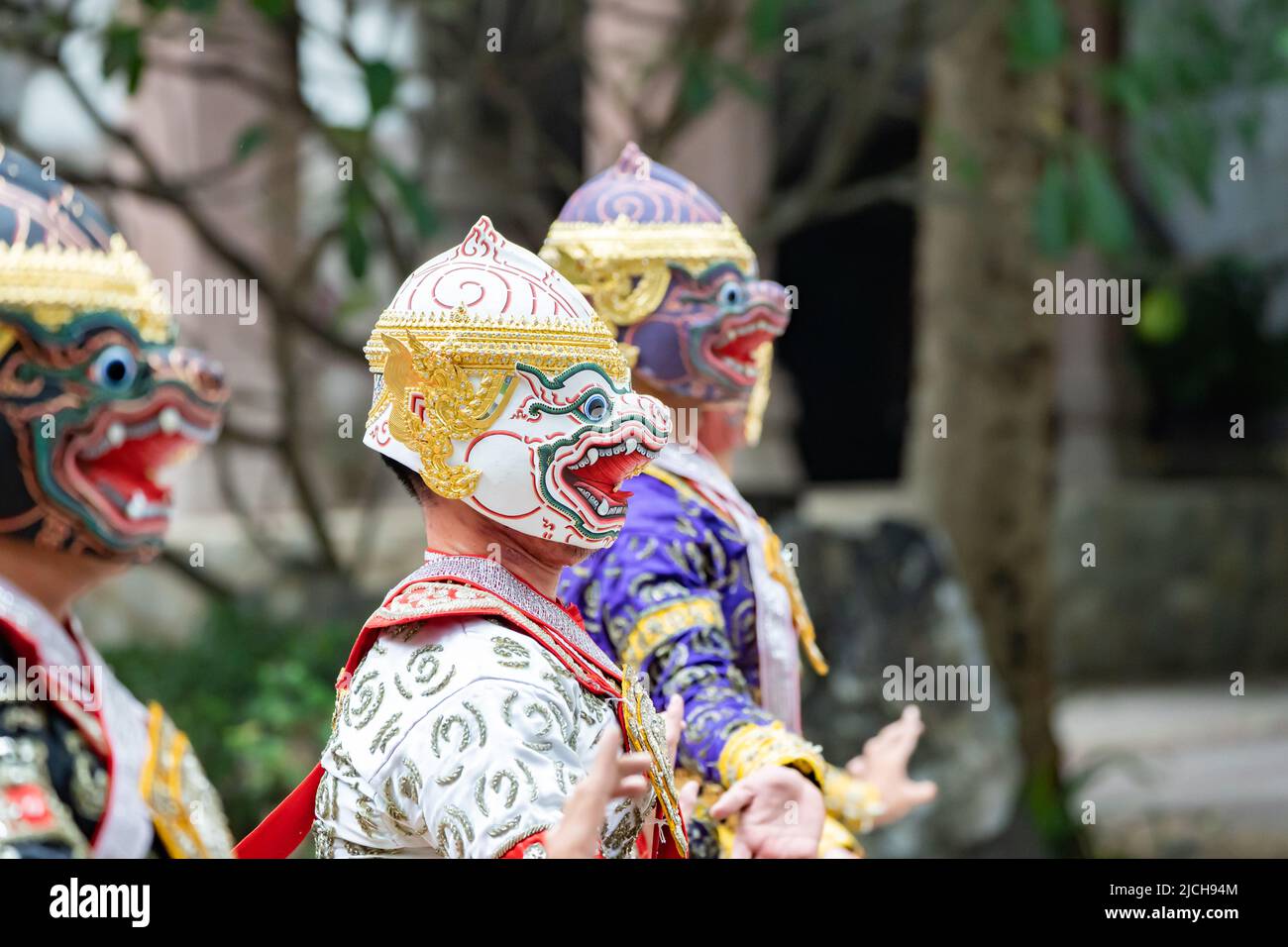 The performance of Thai traditional drama story Khon epic, Ramakien or ...