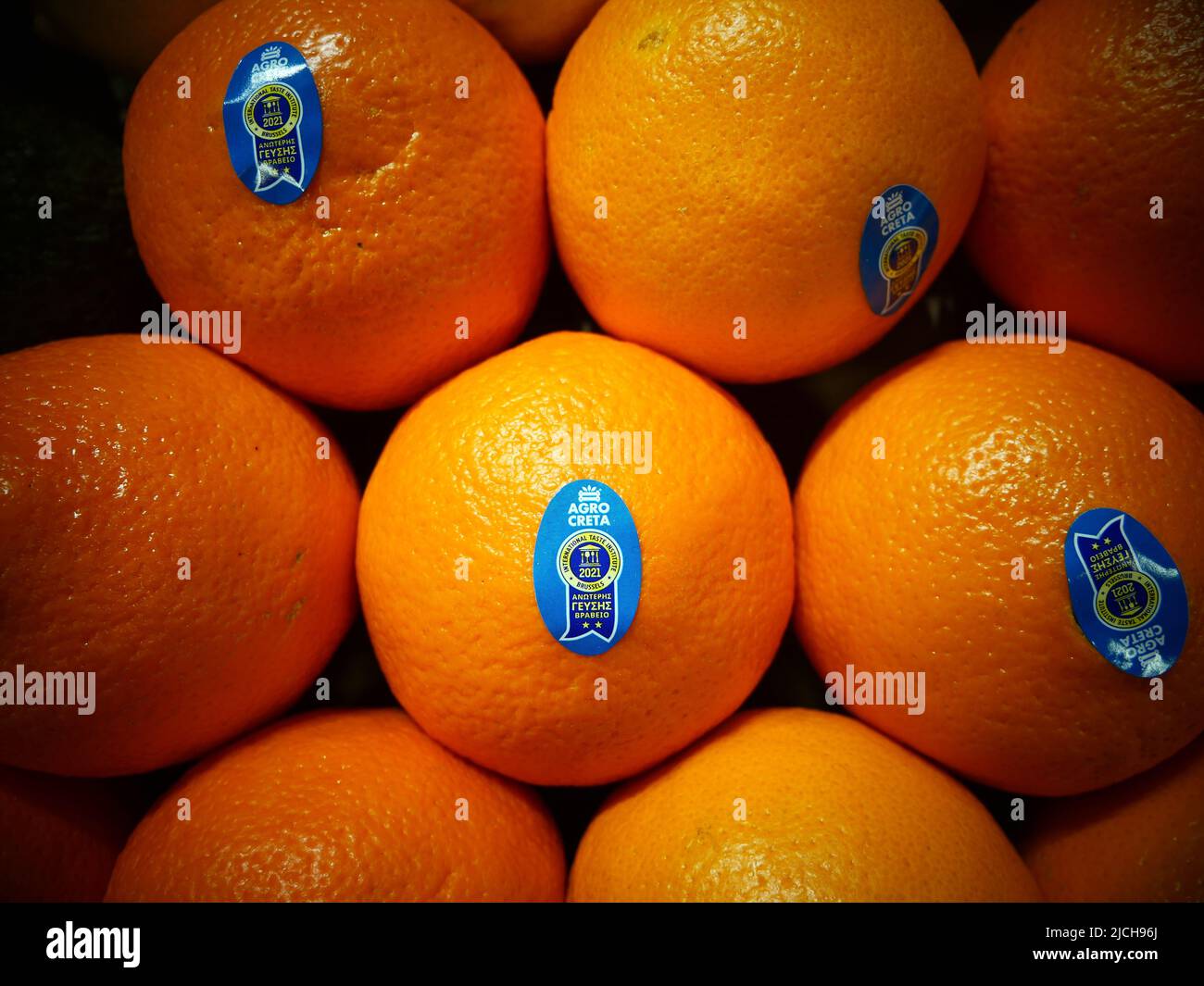 Berlin, Germany. 07th Apr, 2022. Greek oranges at Fruit Logistica, the ...