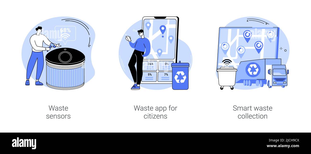 Smart waste management system isolated cartoon vector illustrations se ...