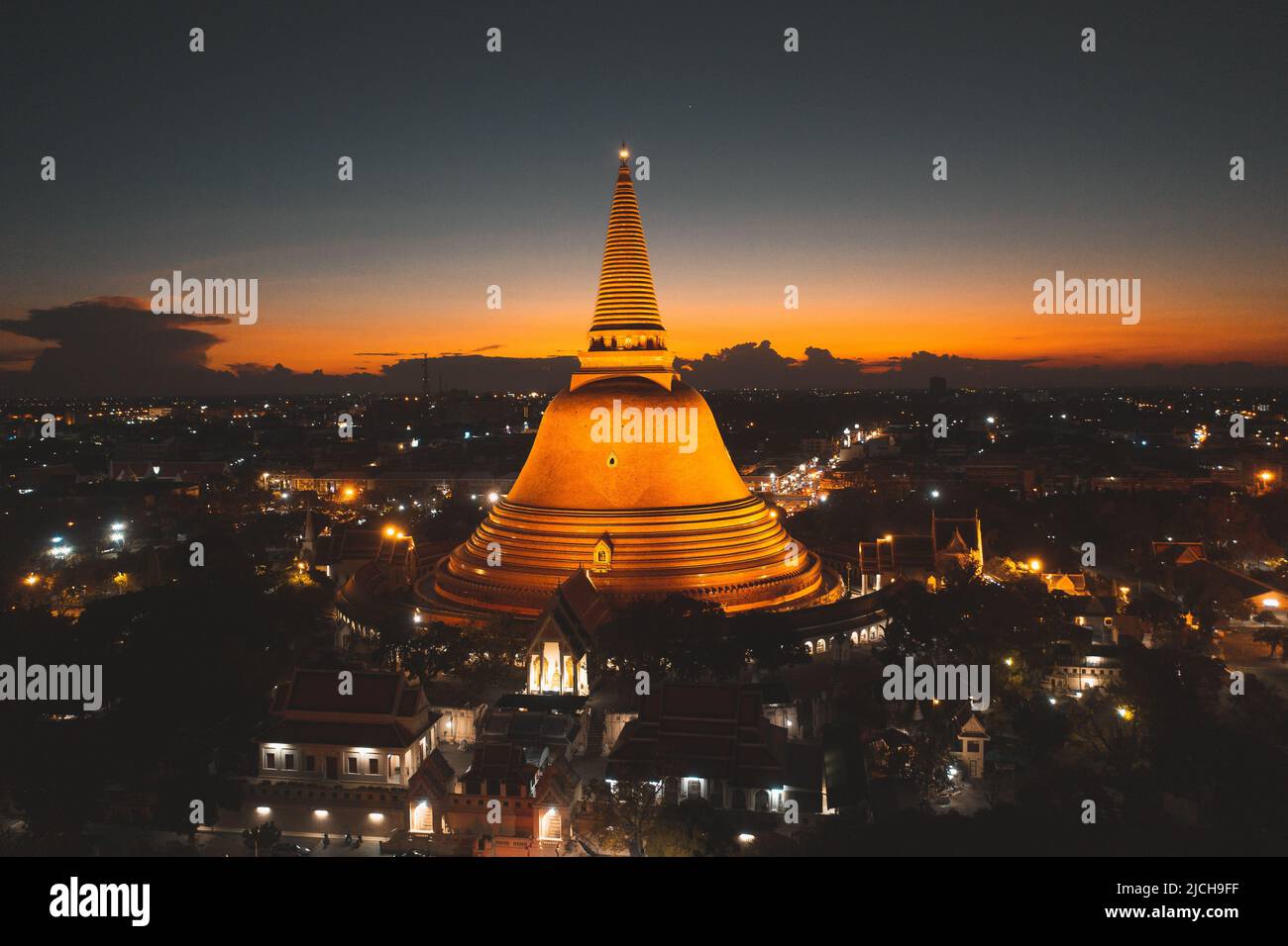 Aerial view of Phra Pathom Chedi biggest stupa in Nakhon Pathom ...