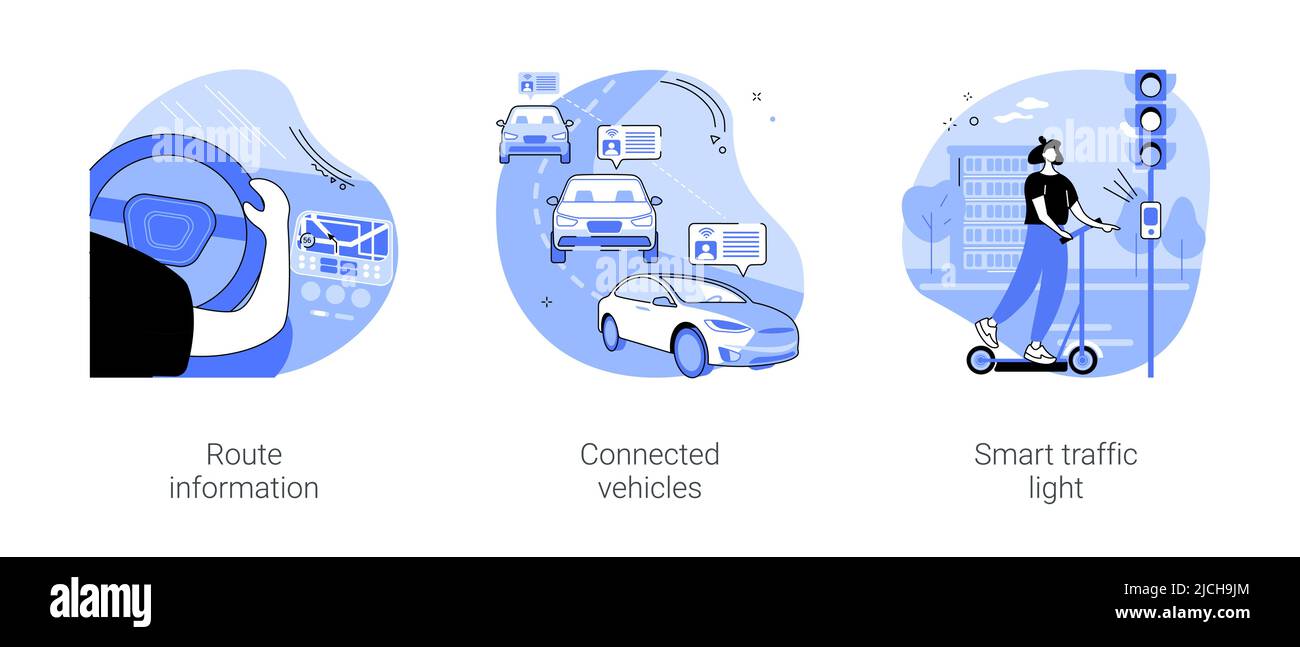 Smart city transportation isolated cartoon vector illustrations se ...