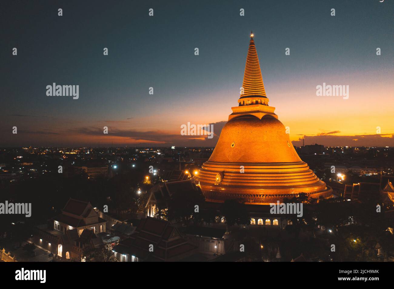 Aerial view of Phra Pathom Chedi biggest stupa in Nakhon Pathom ...