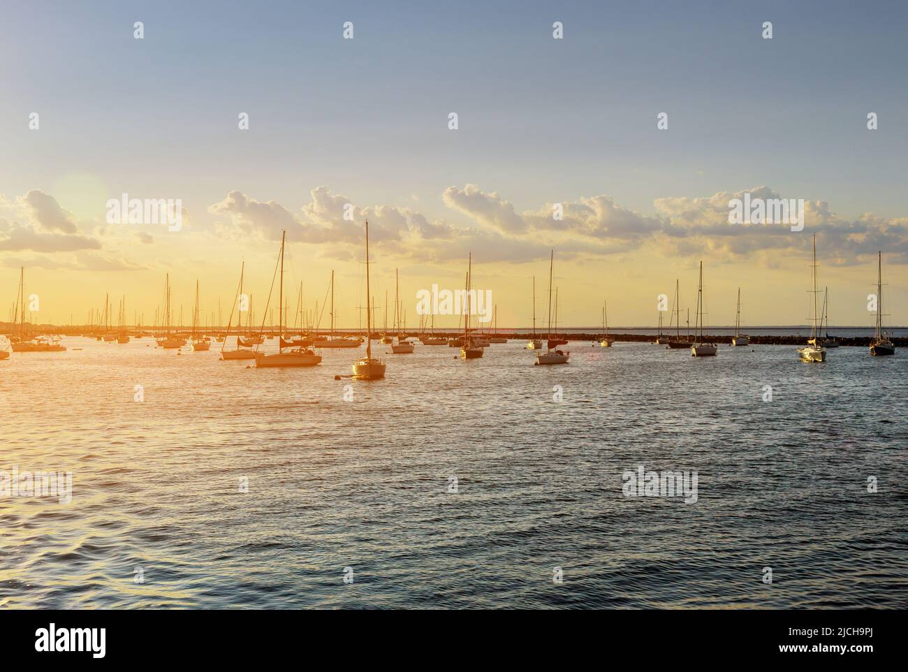 Aerial view bay sunset motor hi-res stock photography and images - Alamy