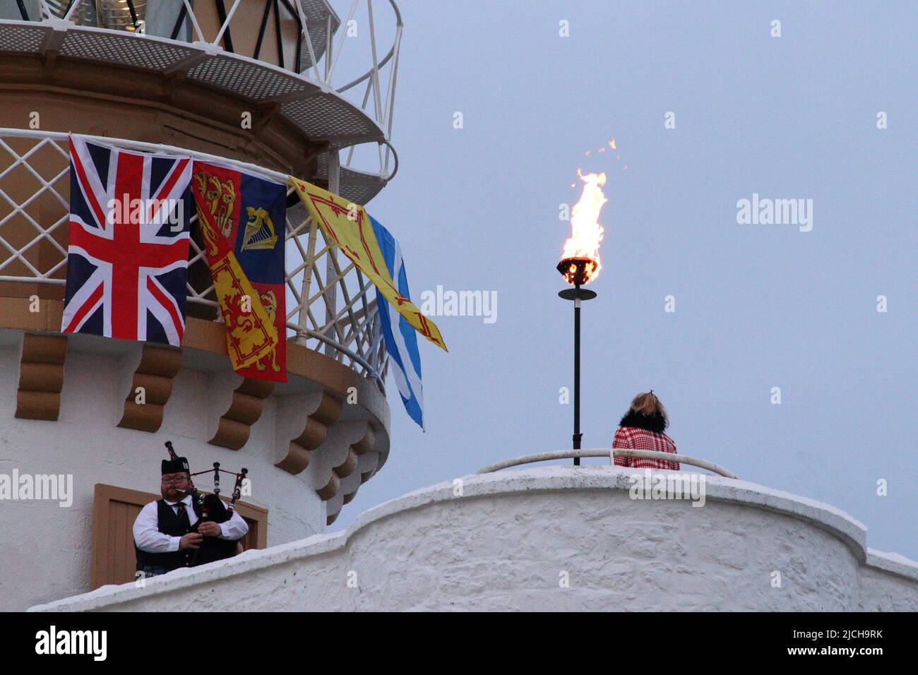 Beacon for platinum jubilee of Queen Elizabeth II, Fraserburgh Stock ...