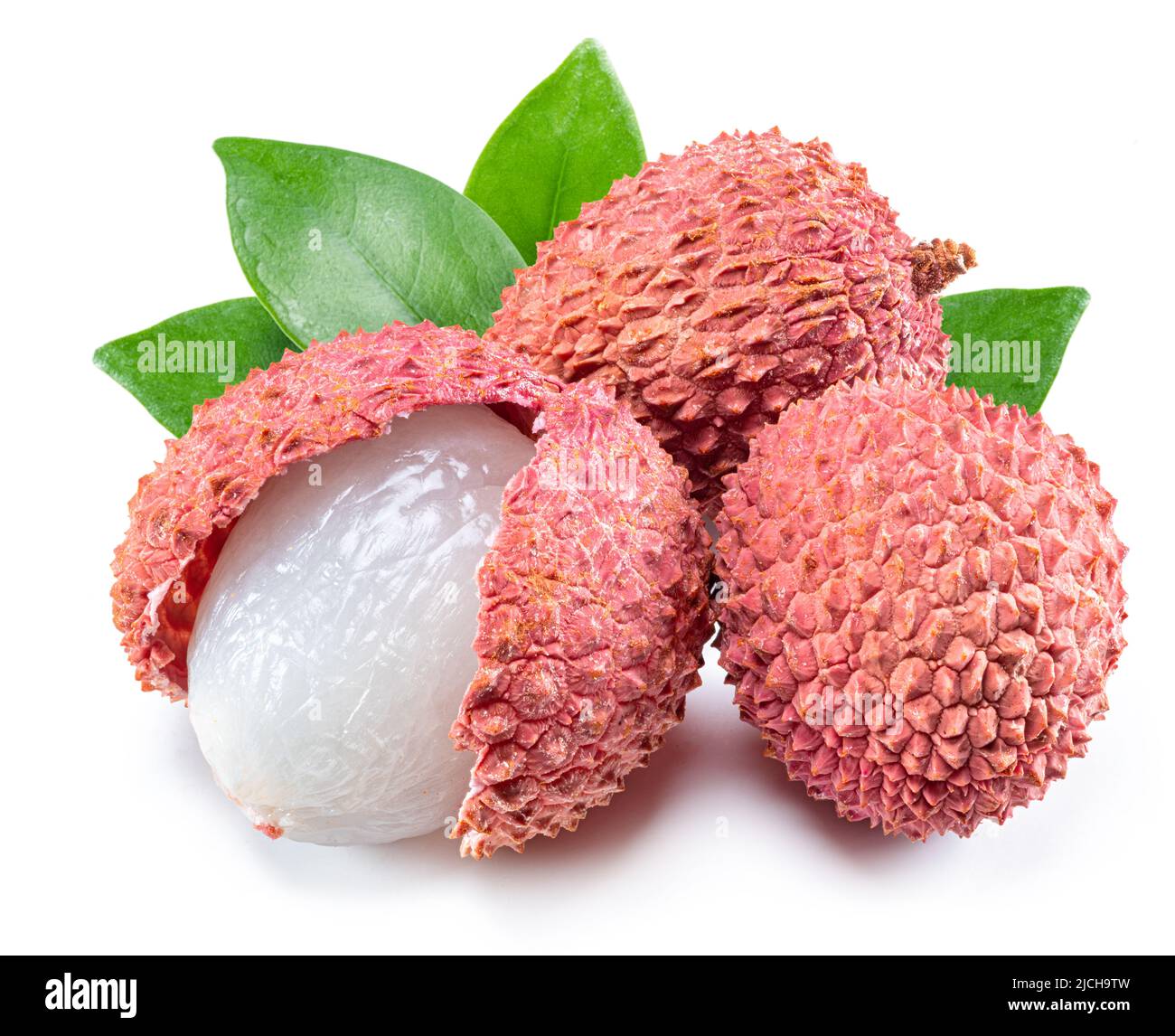Whole and opened lychee fruit isolated on white background Stock Photo ...