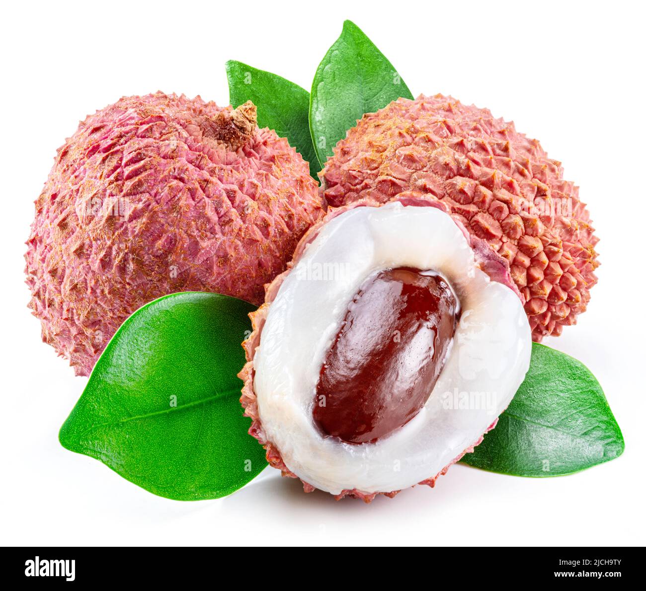 Whole and opened lychee fruit isolated on white background Stock Photo ...