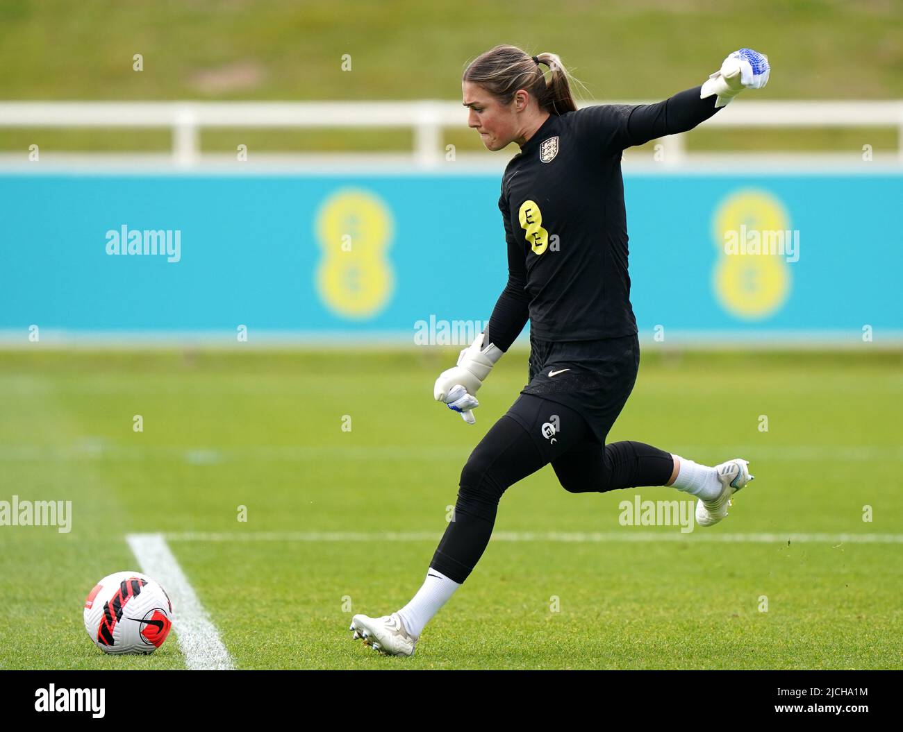 England's Mary Earps during a training session at St George's Park ...