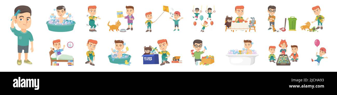 Daily routine collection boy Stock Vector Images - Alamy