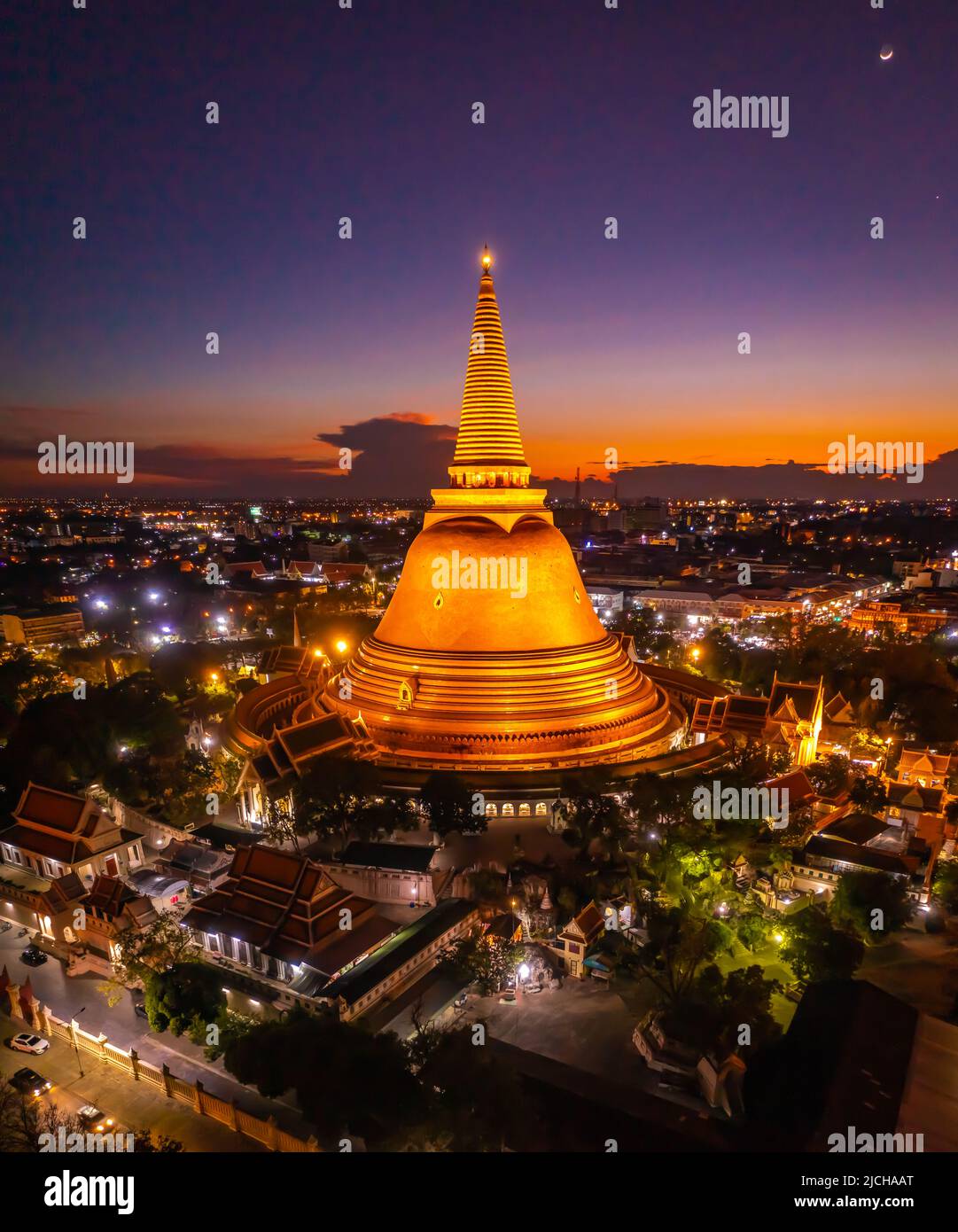Aerial view of Phra Pathom Chedi biggest stupa in Nakhon Pathom ...