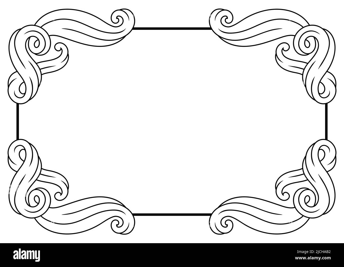 Frame with wave line curls. Monochrome stripes black and white texture ...
