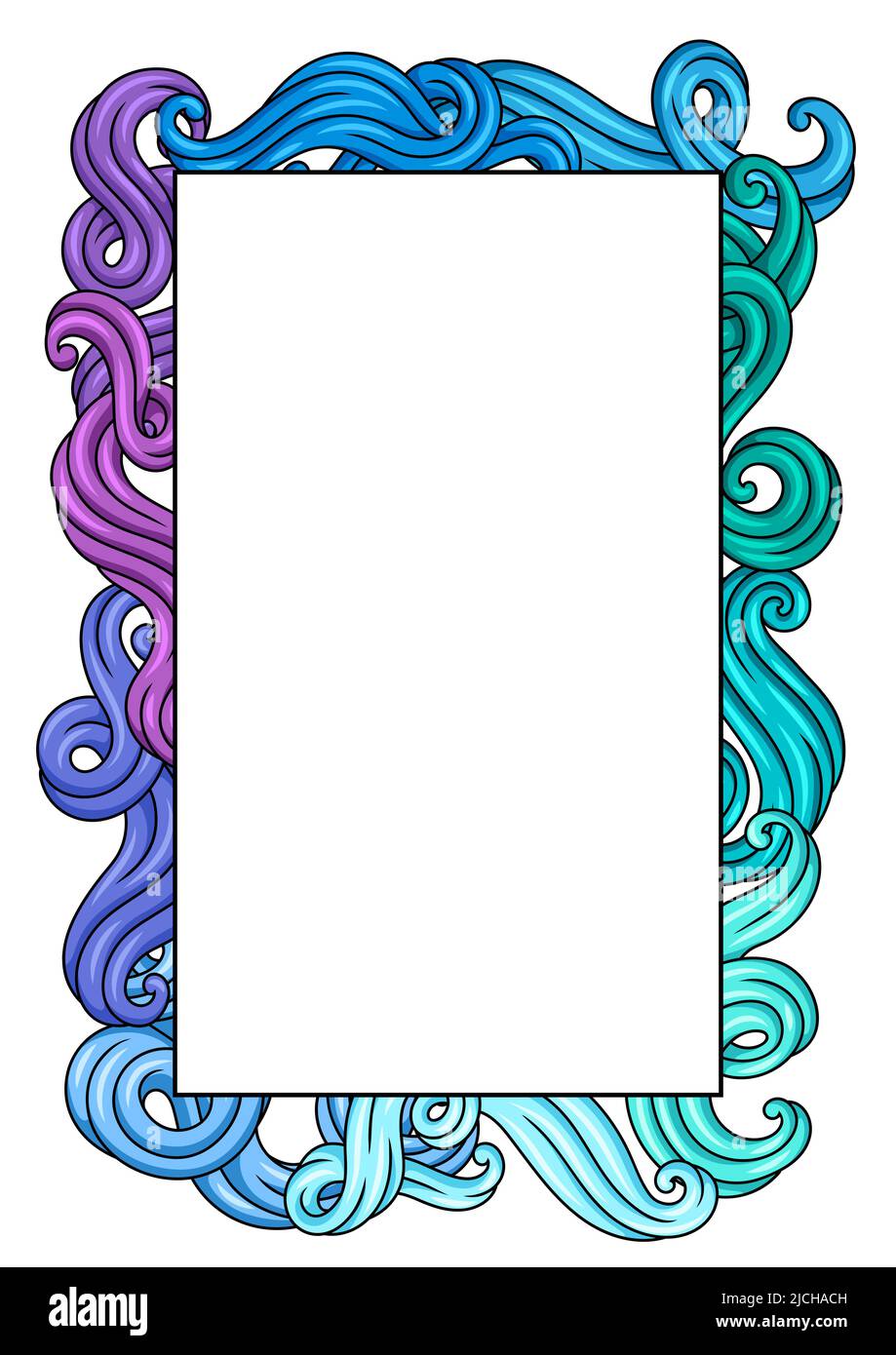 Frame with wave line curls. Color striped texture. Swirly abstract fur ...