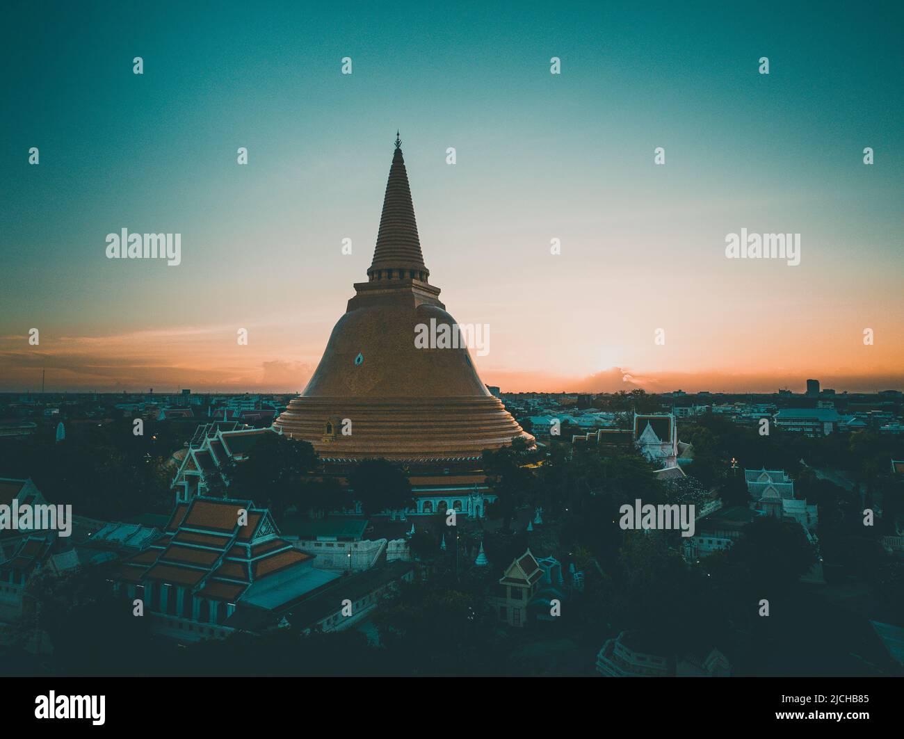 Aerial view of Phra Pathom Chedi biggest stupa in Nakhon Pathom ...