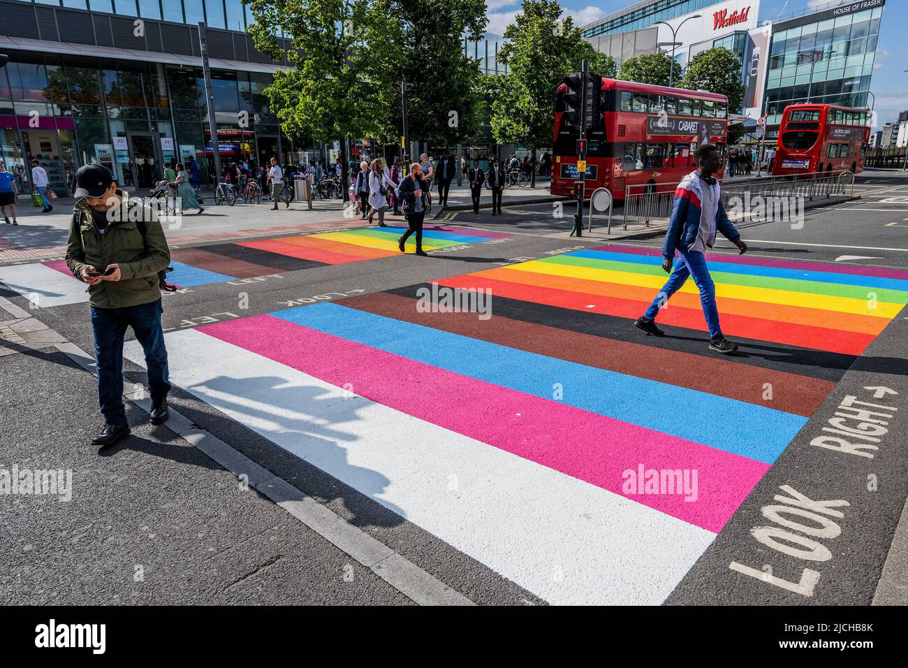 London, UK. 13th June, 2022. An LGBT rainbow pedestrian crossing (at ...