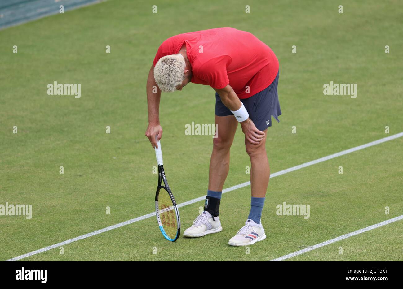 Halle, Germany. 13th June, 2022. Tennis: ATP Tour Singles, Men, 1st Round, Djere (Serbia ...