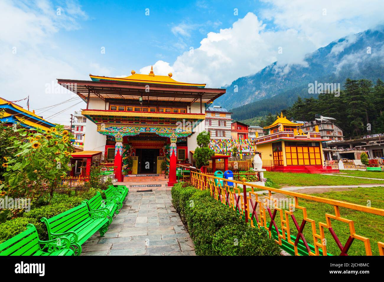 Buddhist Monastery and Temple in Manali town, Himachal Pradesh state of ...