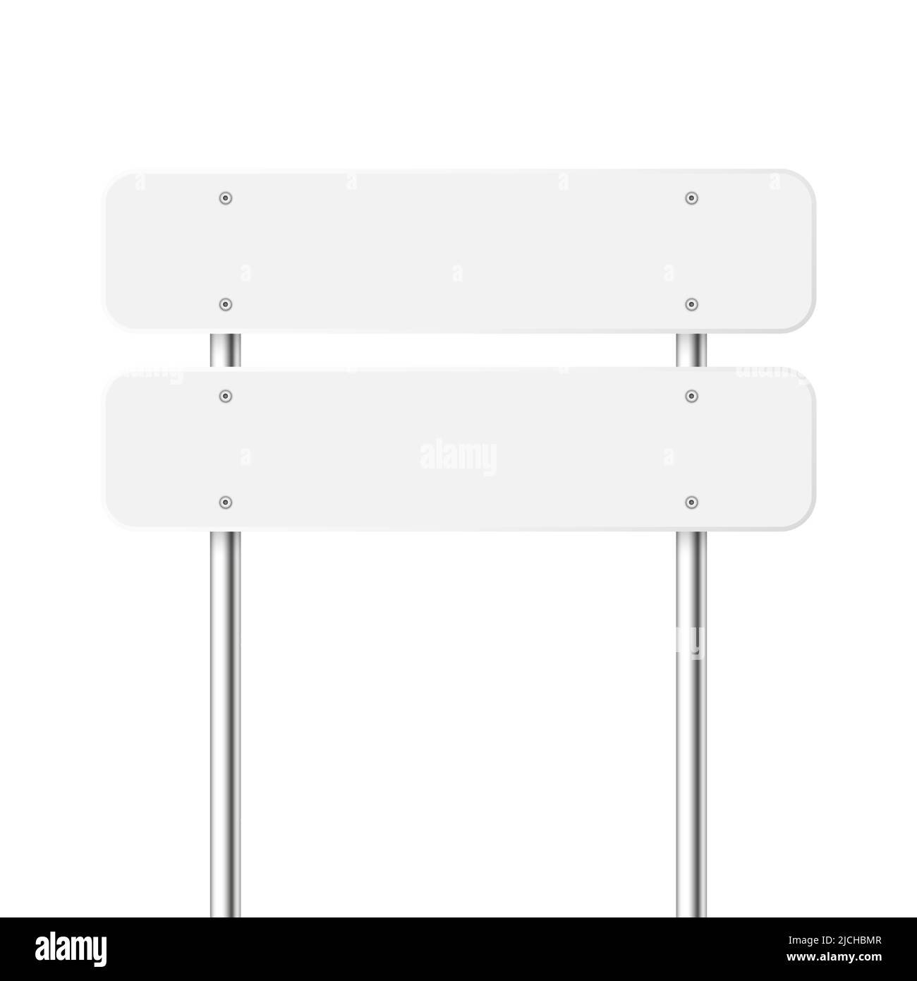 Road, traffic sign. Highway signboard on a chrome metal pole. Blank ...