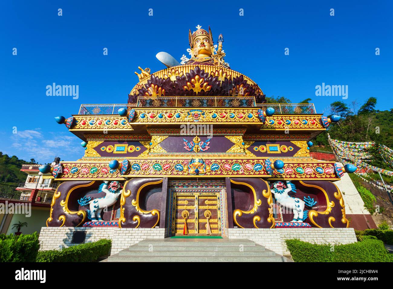 Guru Padmasambhava or Guru Rinpoche statue near the Mahatma Buddha ...