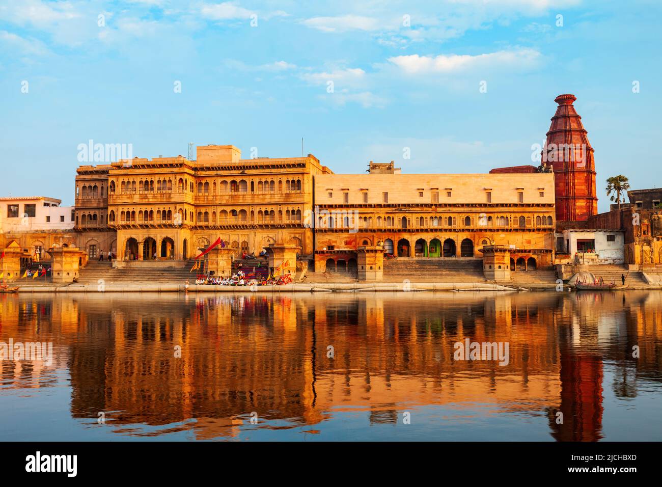 Krishna Temple at the Keshi Ghat on Yamuna river in Vrindavan near ...