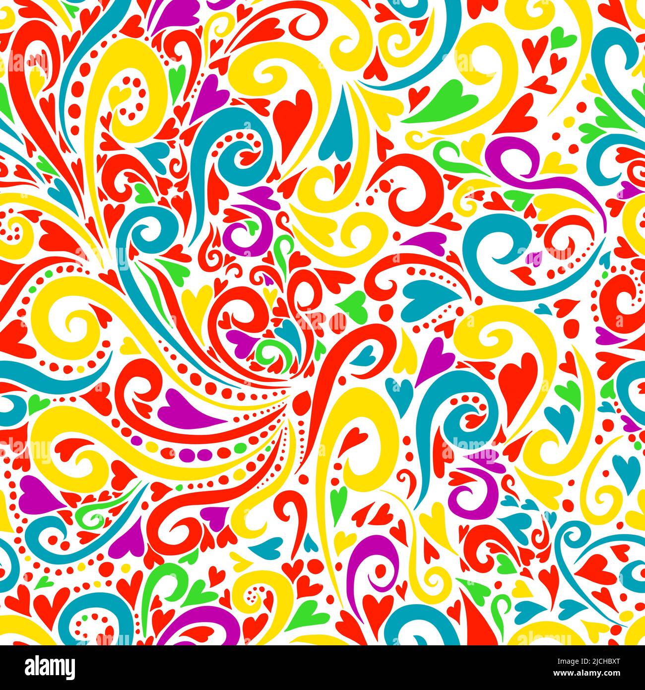 Trendy floral background. Drawn contour colored lines of fantastic ...
