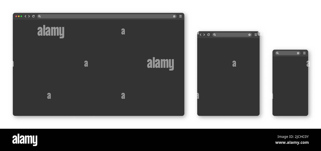 Blank web browser window with toolbar and search field. Modern website ...