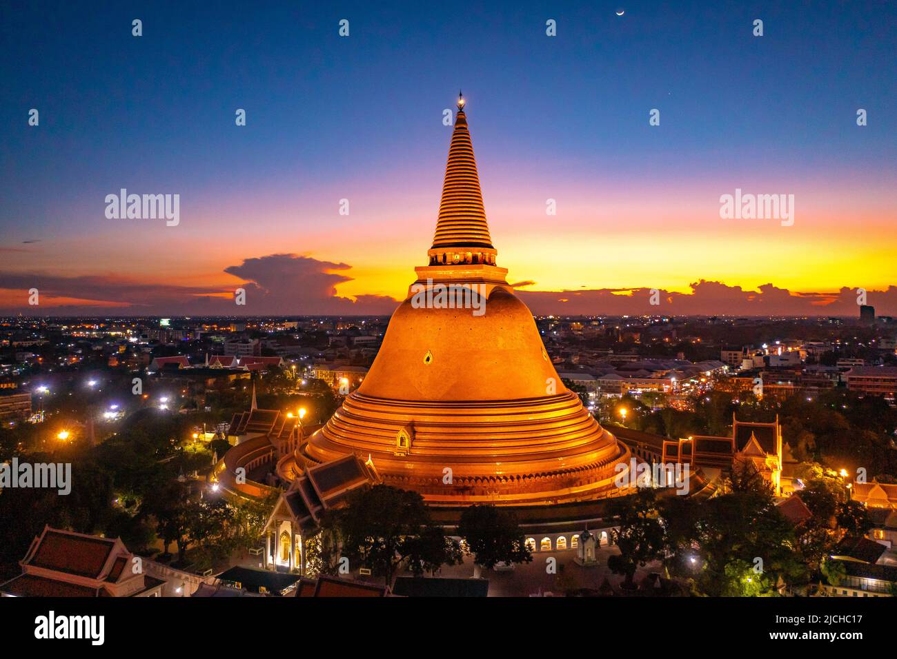 Aerial view of Phra Pathom Chedi biggest stupa in Nakhon Pathom ...