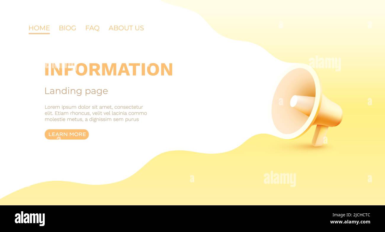 Megaphone landing page banner information, business communication ...
