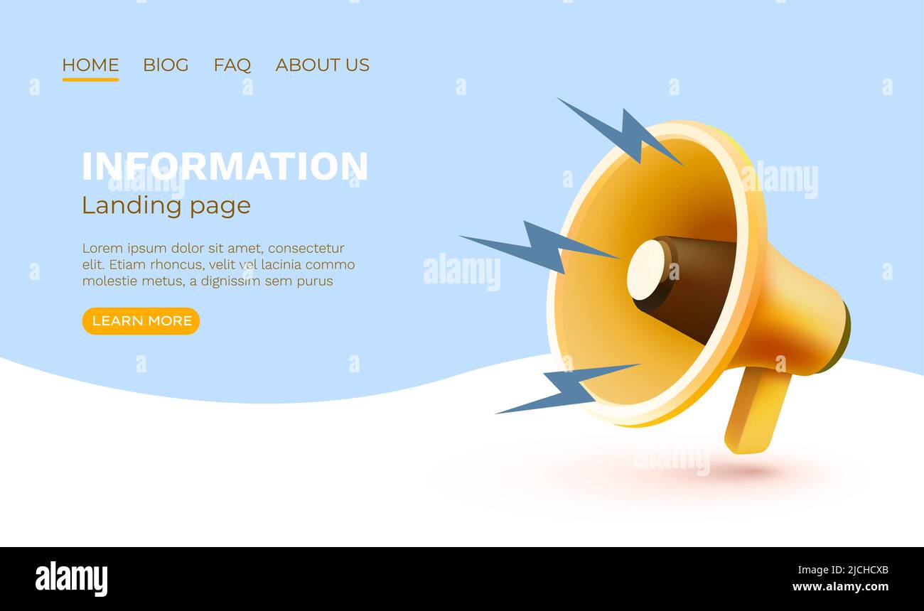 Megaphone landing page banner information, business communication ...