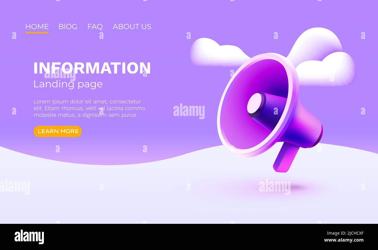 Megaphone landing page banner information, business communication ...