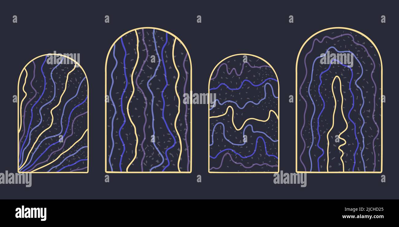 Bohemian wavy line arch windows, geometric abstract pattern from curved ...