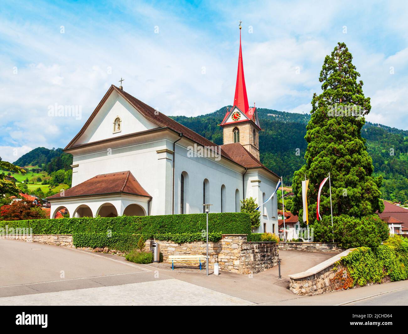 The Parish of St. Mary Church in Weggis. Weggis is a town on the ...