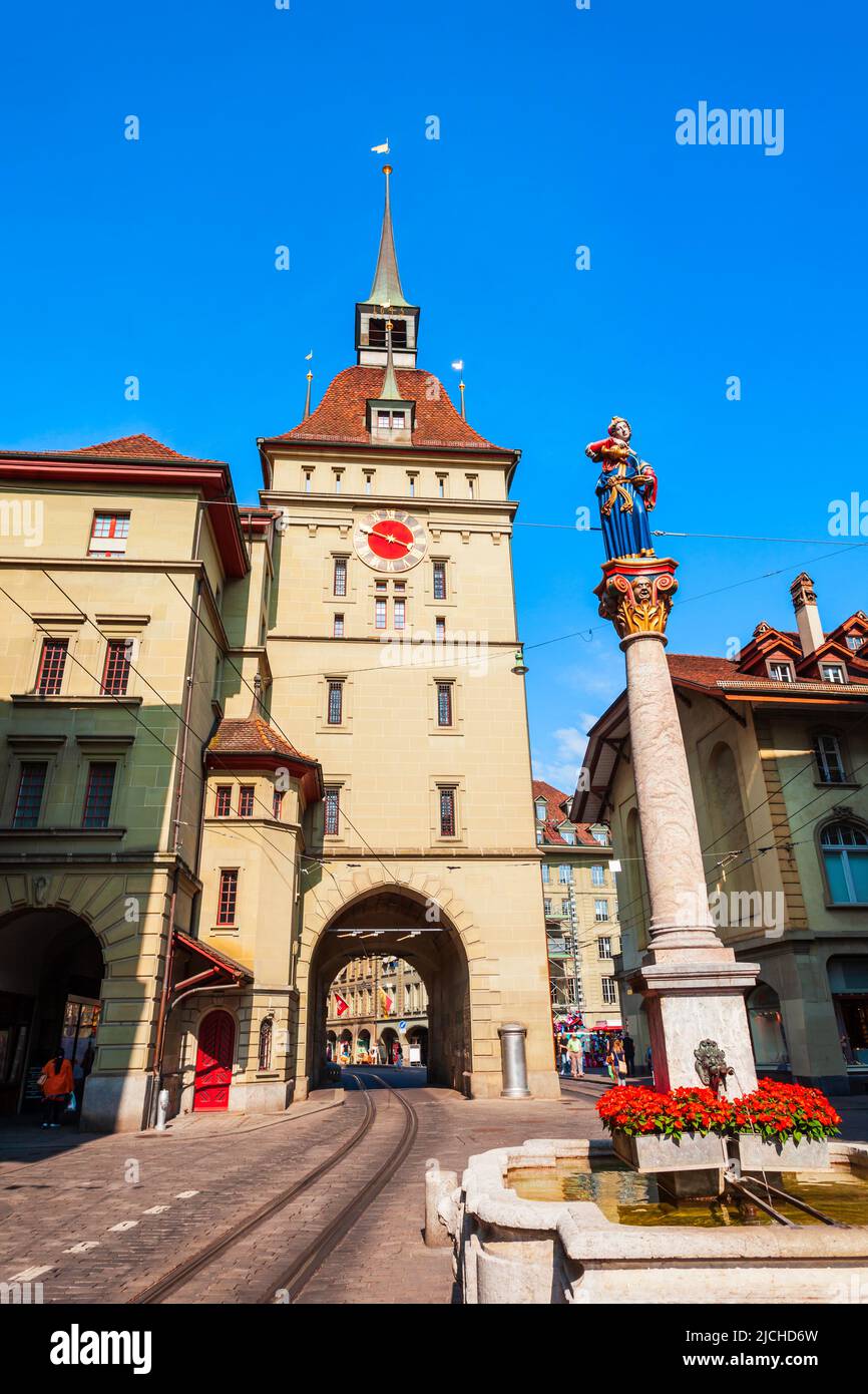 Kafigturm is a landmark medieval clock tower in Bern city in ...