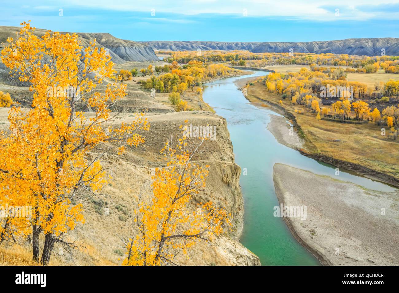 fall colors along the marias river near shelby, montana Stock Photo - Alamy