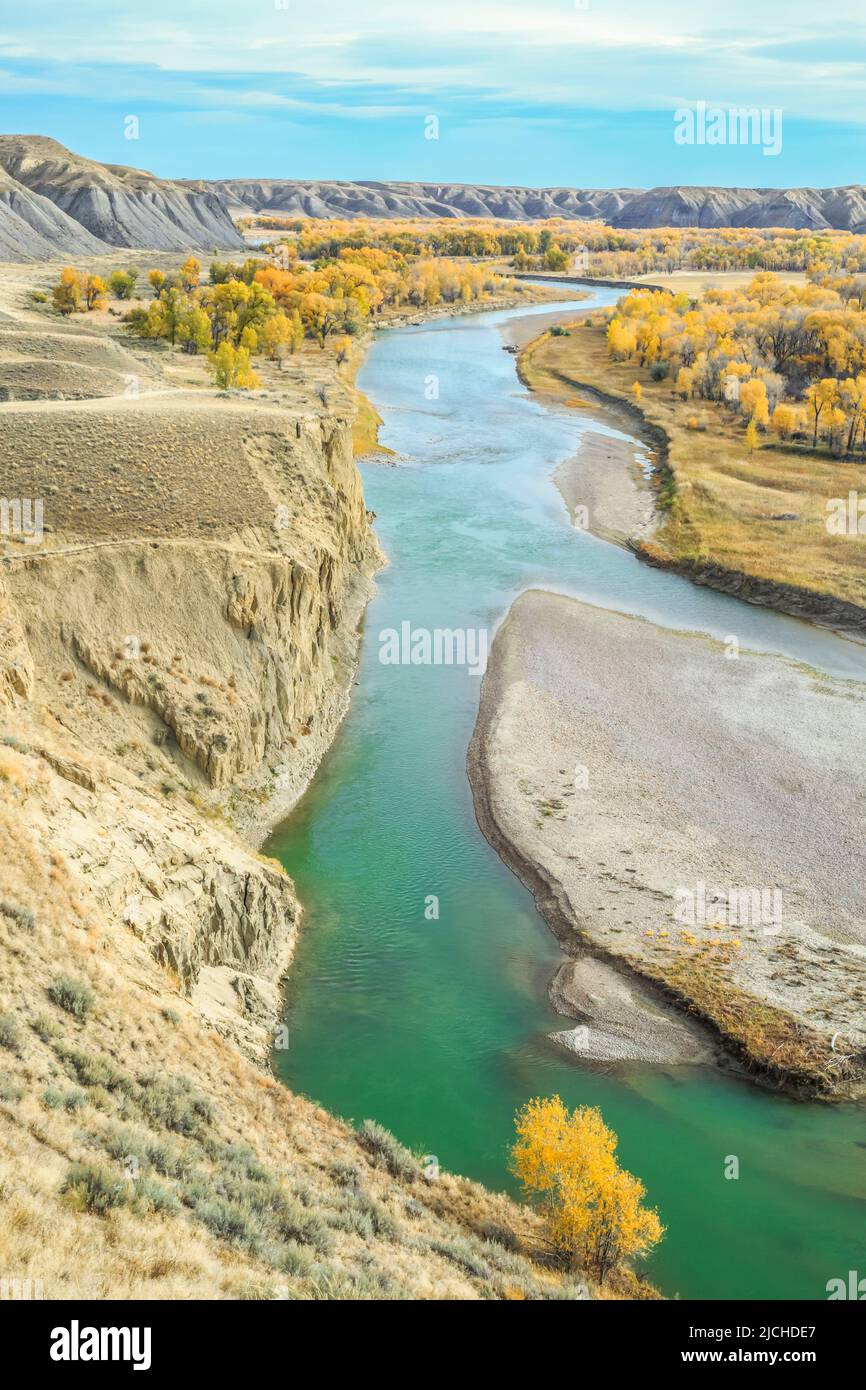 fall colors along the marias river near shelby, montana Stock Photo - Alamy