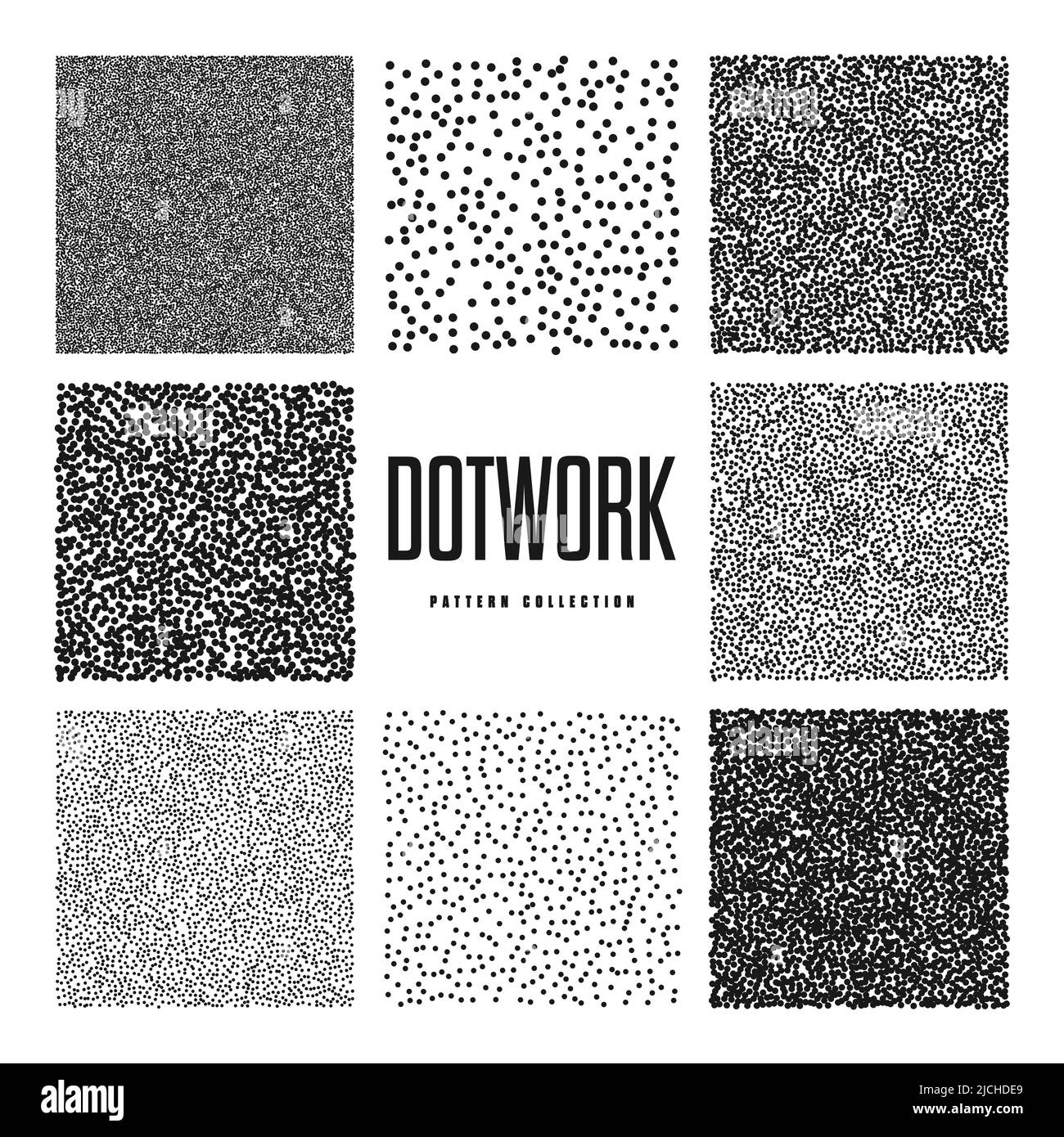 Square shaped dotted objects, stipple elements. Stippling, dotwork ...