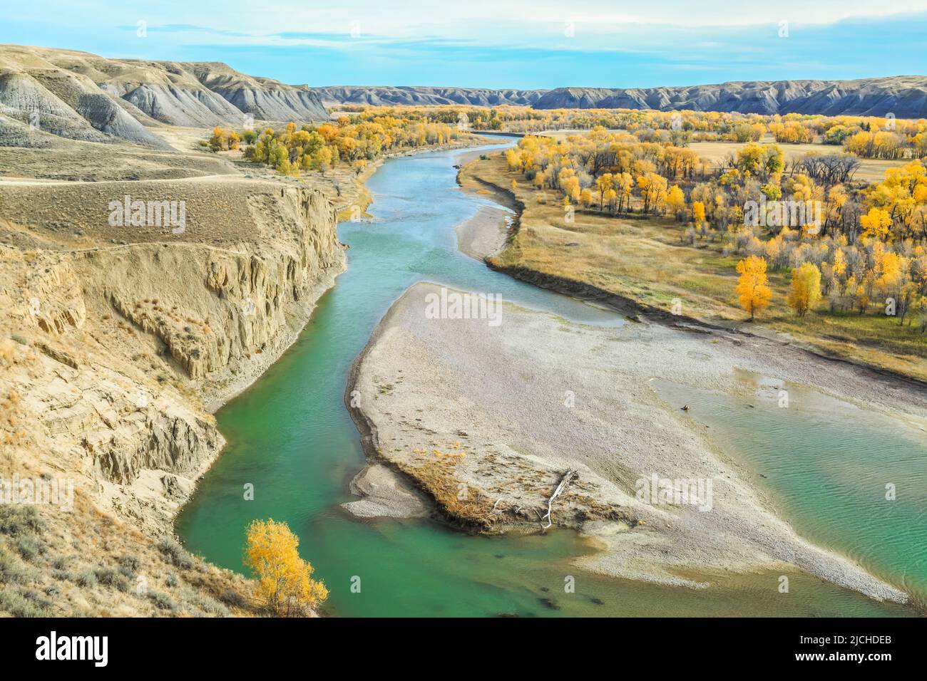 fall colors along the marias river near shelby, montana Stock Photo - Alamy