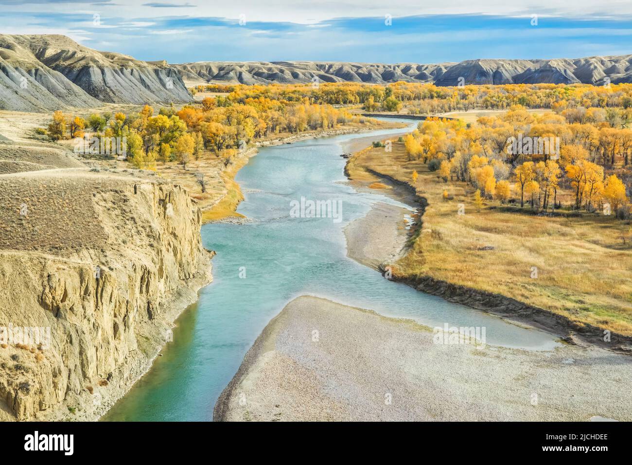 fall colors along the marias river near shelby, montana Stock Photo - Alamy