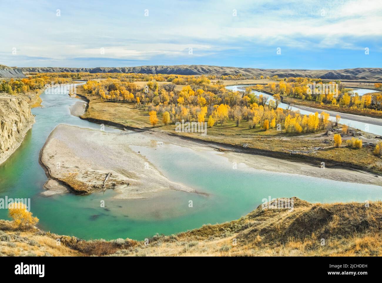 fall colors along the marias river near shelby, montana Stock Photo - Alamy