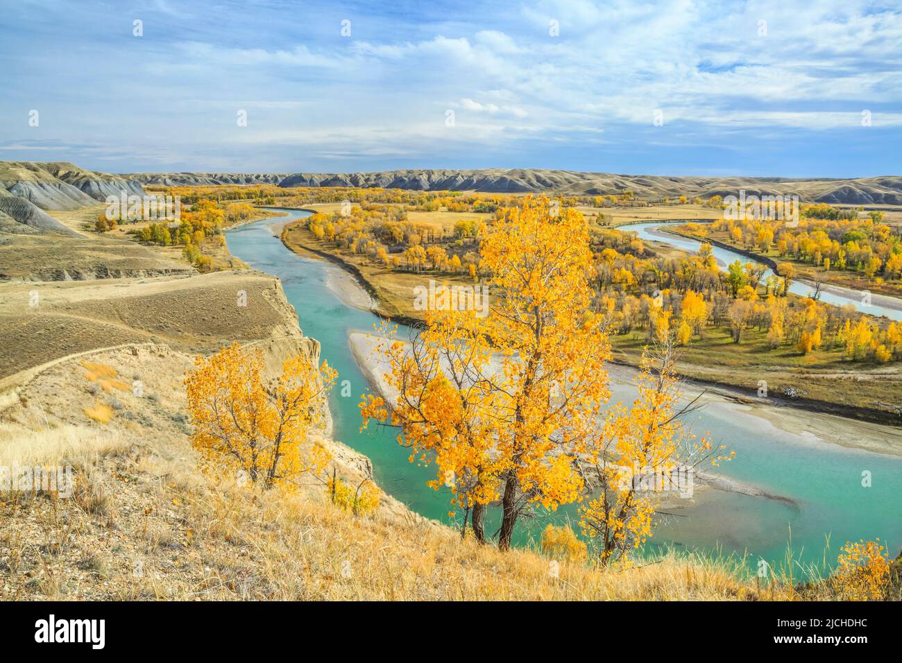 fall colors along the marias river near shelby, montana Stock Photo - Alamy