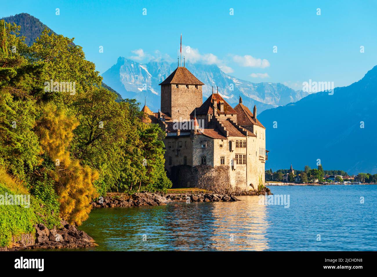 Chillon Castle or Chateau de Chillon is an island castle located on ...