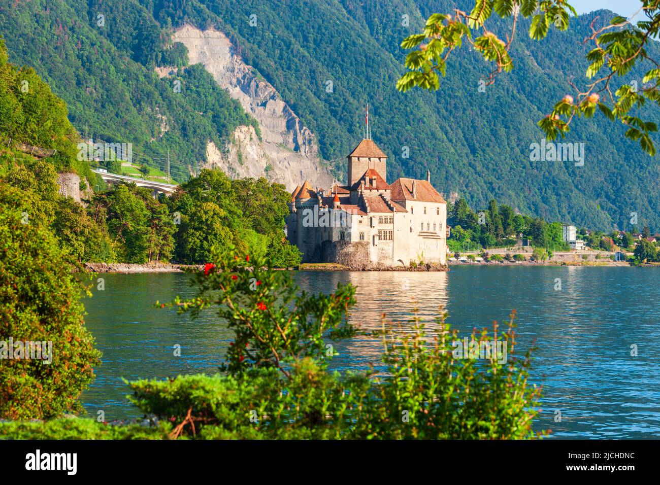 Chillon Castle or Chateau de Chillon is an island castle located on ...