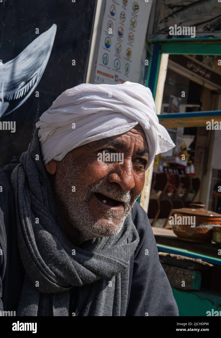 Hurghada, Egypt - February 21, 2022: Happy old arab man portrait Stock ...