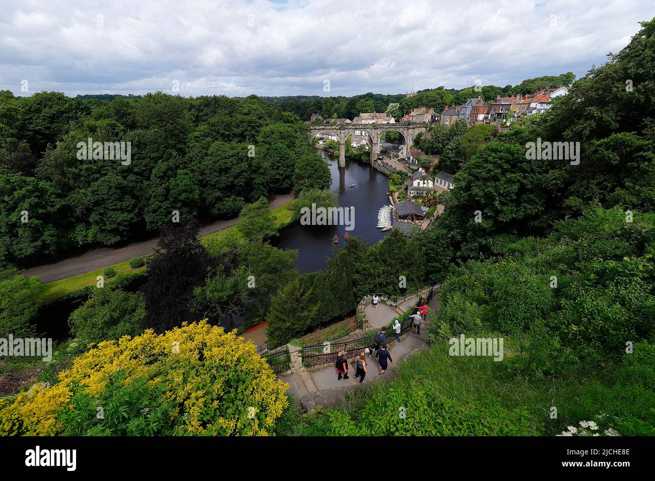 A view over the River Nidd & Viaduct in Knaresbrough,North Yorkshire,Uk ...