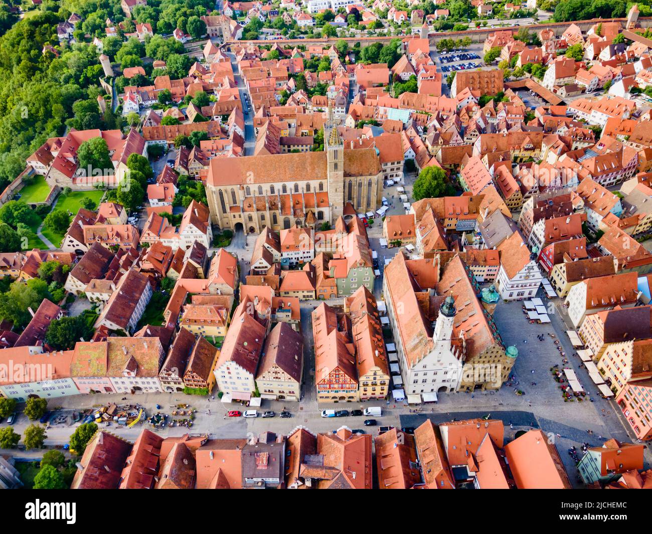 Market square or Marktplatz and St. James or St. Jakob Church aerial ...
