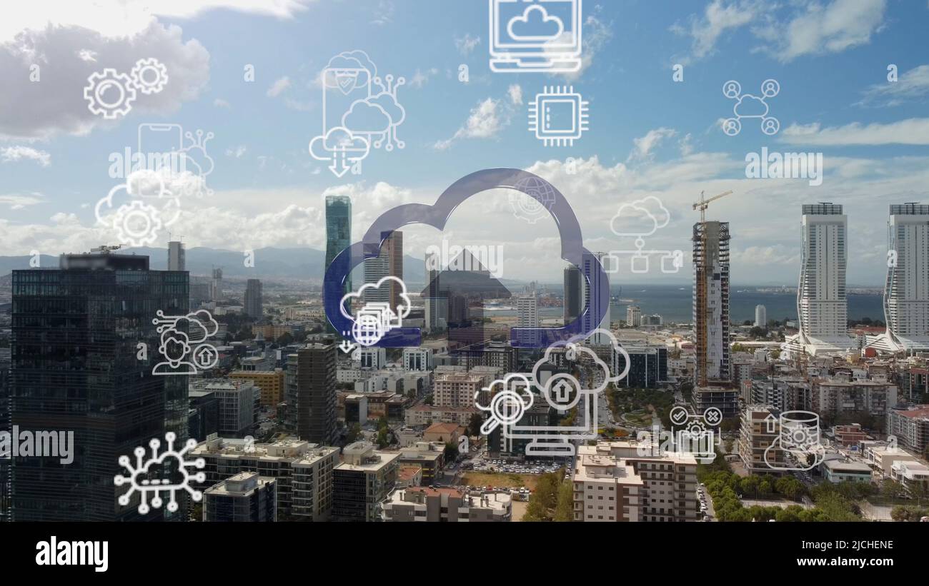 Cloud computing concept. Communication network Stock Photo - Alamy