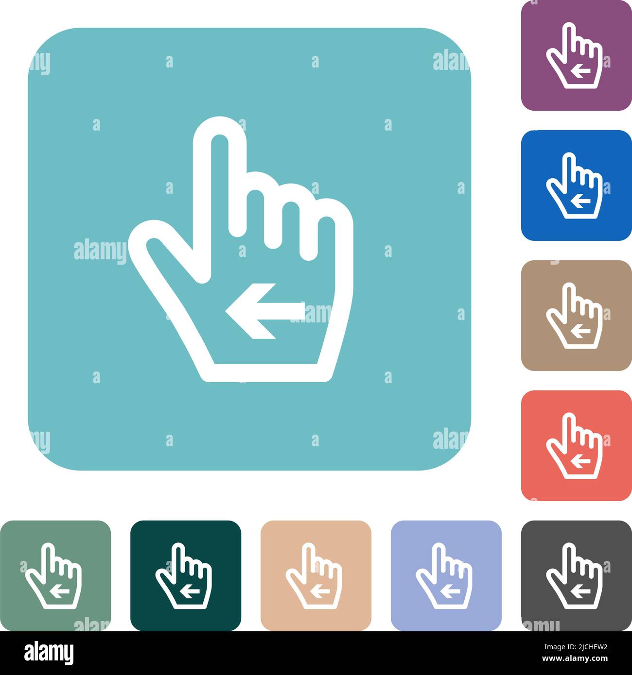 Hand cursor left outline white flat icons on color rounded square backgrounds Stock Vector Image ...